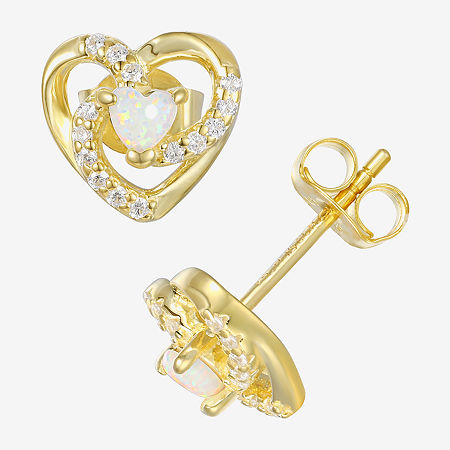 Click here for 1/4 CT. Lab Created White Opal 14K Gold Over Silve... prices