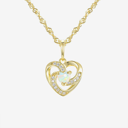 Click here for Girls 1/5 CT. Lab Created White Opal 14K Gold Over... prices
