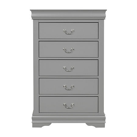 Burkhart 5-Drawer Chest  One Size  Gray