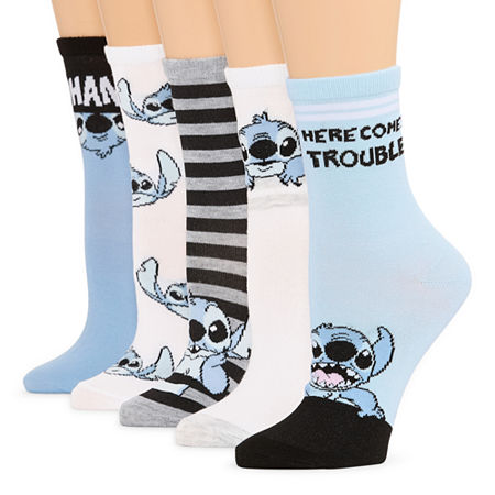 Click here for Womens 5 Pair Lilo & Stitch Crew Socks  9-11  Blue prices