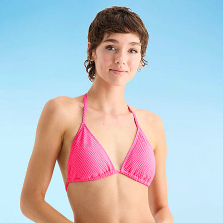 Arizona Adjustable Straps Juniors Triangle Bikini Swimsuit Top  Medium  Pink