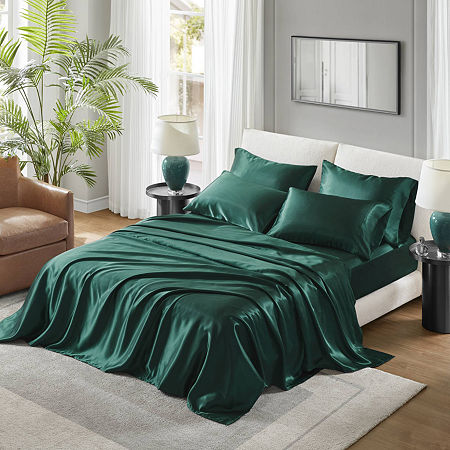 Madison Park Essentials Satin Pillowcase Pair  King - Emerald