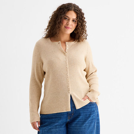 Click here for a.n.a Womens Crew Neck Long Sleeve Button Plus Car... prices