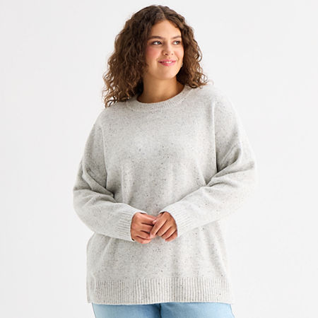 Click here for a.n.a Plus Womens Crew Neck Long Sleeve Striped Pu... prices