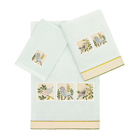 Linum Home Turkish Cotton Belinda Embellished 3-Pc. Bath Towel Set - Aqua