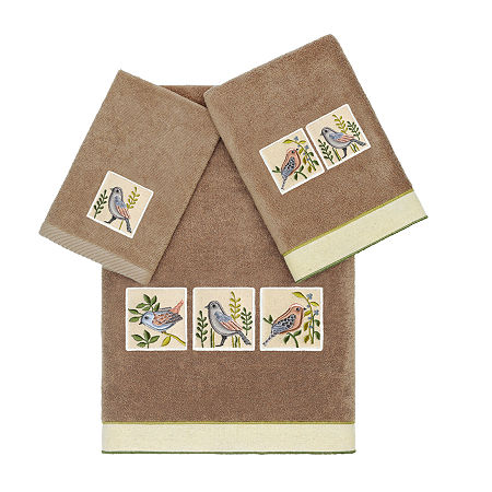 Linum Home Turkish Cotton Belinda Embellished 3-Pc. Bath Towel Set - Cocoa