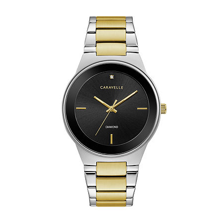 Caravelle Designed by Bulova Mens Diamond-Accent Two-Tone Stainless Steel Bracelet Watch 40mm