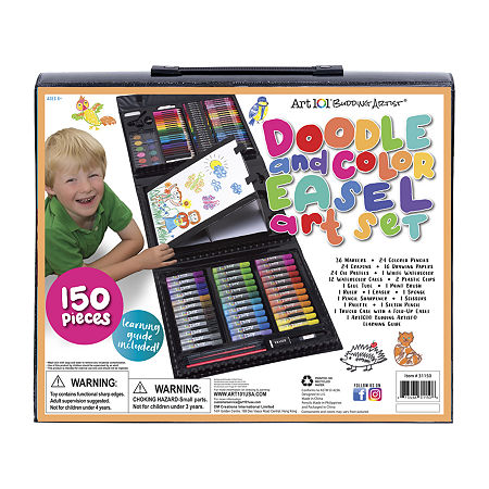 Art 101 Budding Artist Pop-up Easel Doodle Color Art Set  150 Pieces - Multi