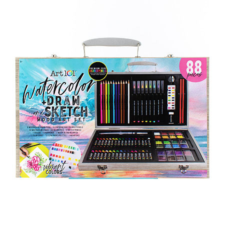 Click here for Art 101 Watercolor Draw Sketch Wood Art Set  88 Pi... prices