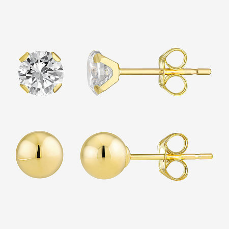 Click here for 10K Yellow Gold Ball & Cubic Zirconia Stud Earring... prices