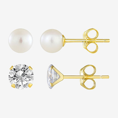 Click here for Womens Cubic Zirconia 10K Gold 2 Pair Earring Set... prices