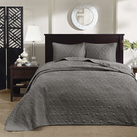 Madison Park Quebec Quilted 3-Pc. Bedspread Set  Full - Dark Gray