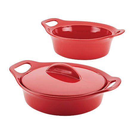 Rachael Ray 3-Pc. Ceramic Casserole Bakers Set - Red