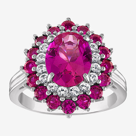Click here for Womens Lab Created Pink Sapphire Sterling Silver O... prices