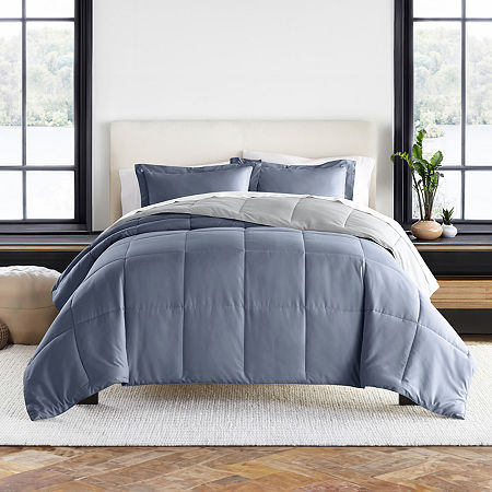 ienjoy Home All Season Lightweight Down Alternative Reversible 3-Pc. Comforter Set  King/California King - Stone  Light Gray