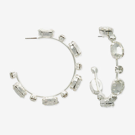 Click here for Bijoux Bar Silver Tone Womens Glass 60mm Hoop Earr... prices