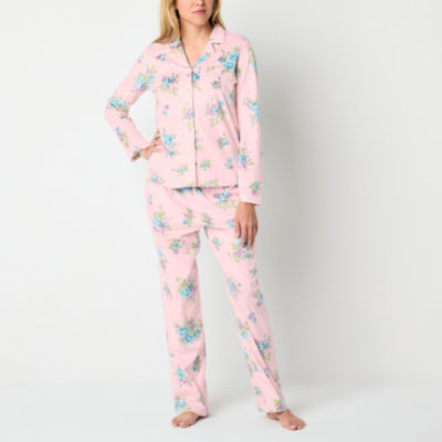 Adonna Womens Fleece Long Sleeve 2-pc. Pant Pajama Set - JCPenney