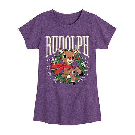 Click here for Big Kid Girls Crew Neck Short Sleeve Rudolph T-Shi... prices