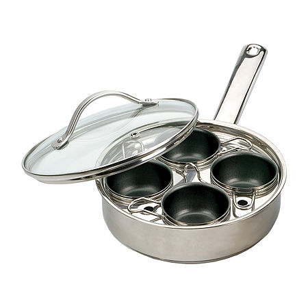 Rsvp International Endurance Stainless Steel Glass 4 Egg Poacher Set - Gray
