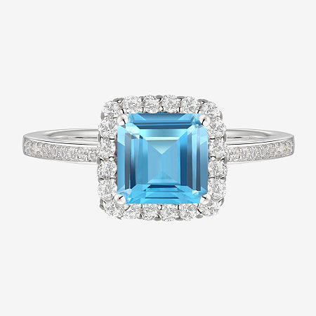 Click here for Womens Genuine Blue Topaz Sterling Silver Halo Sid... prices