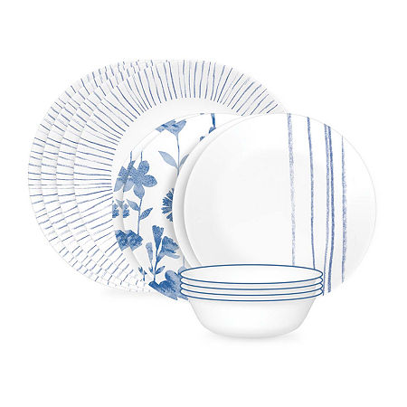 Click here for Corelle Botanical Stipes 12-pc. Glass Dinnerware S... prices