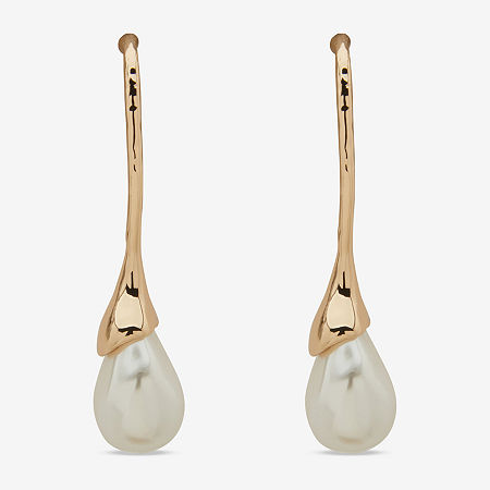 Click here for Worthington Gold Tone Womens Simulated Pearl Drop... prices
