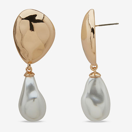 Click here for Worthington Gold Tone Womens Simulated Pearl Drop... prices