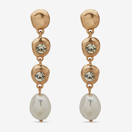 Click here for a.n.a Gold Tone Womens White Simulated Pearl Drop... prices