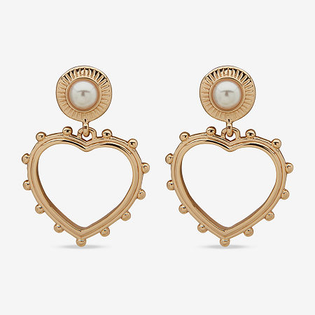 Click here for a.n.a Gold Tone Womens Pink Simulated Pearl Heart... prices