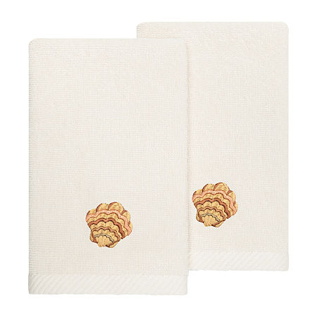 Linum Home Turkish Cotton Aaron Embellished 2-Pc. Fingertip Towel Set - Beige