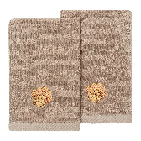 Linum Home Turkish Cotton Aaron Embellished 2-Pc. Fingertip Towel Set - Cocoa