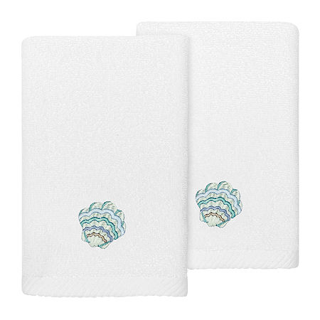 Linum Home Turkish Cotton Aaron Embellished 2-Pc. Fingertip Towel Set - White
