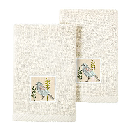 Linum Home Turkish Cotton Belinda Embellished 2-Pc. Fingertip Towel Set - Beige