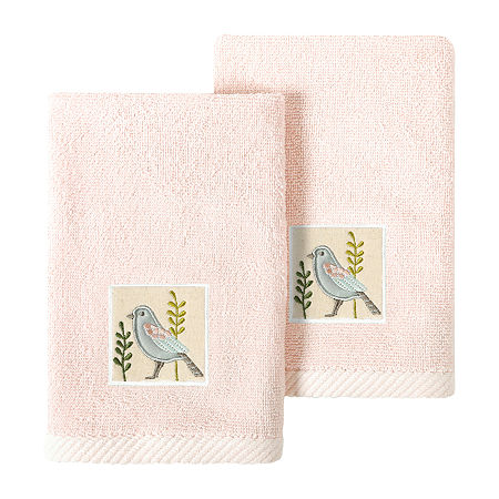 Linum Home Turkish Cotton Belinda Embellished 2-Pc. Fingertip Towel Set - Blush