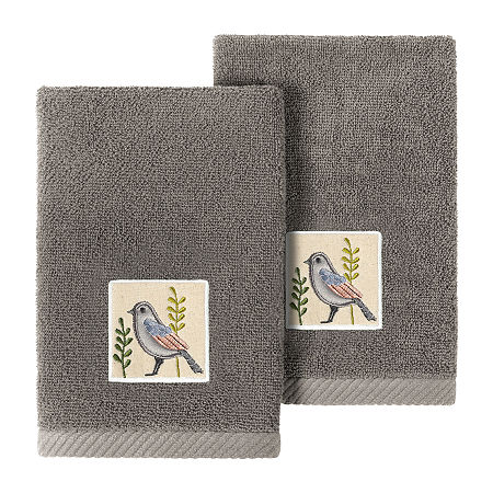 Linum Home Turkish Cotton Belinda Embellished 2-Pc. Fingertip Towel Set - Charcoal