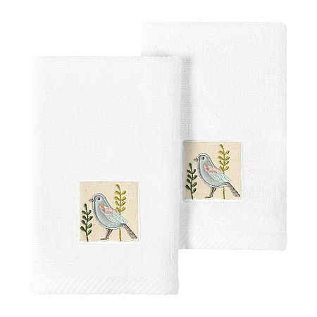 Linum Home Turkish Cotton Belinda Embellished 2-Pc. Fingertip Towel Set - White