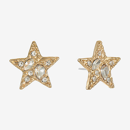 Click here for Bijoux Bar Gold Tone Glass 20mm Star Stud Earrings... prices