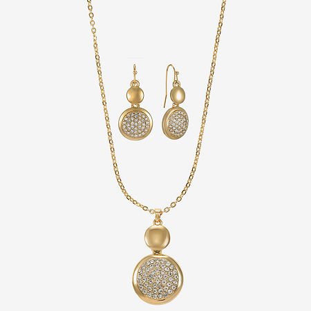 Click here for Liz Claiborne Coin Pave Pendant Necklace & Drop Ea... prices