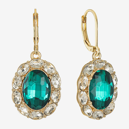 Click here for Monet Jewelry Gold Tone Halo Womens Glass Oval Dro... prices