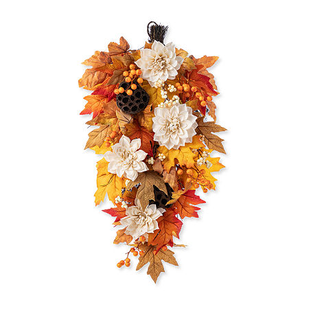 Click here for Glitzhome 28H Fall Lotus  Lotus Pod And Berry Swag... prices