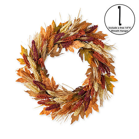 Click here for Glitzhome 24D Fall Multi-Colored Sorghum Wreath Th... prices