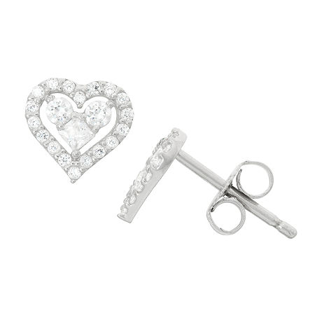 Click here for Cubic Zirconia Sterling Silver 8.7mm Heart Stud Ea... prices
