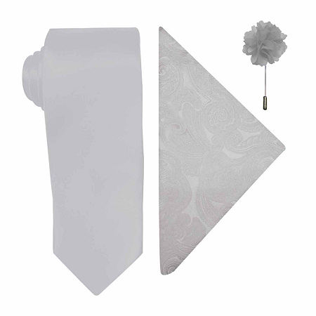 Click here for J. Ferrar Solid Tie Set  One Size  Gray prices