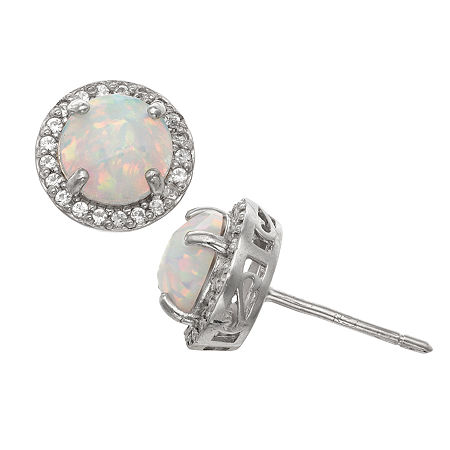Click here for Lab Created White Opal Sterling Silver 10mm Stud E... prices