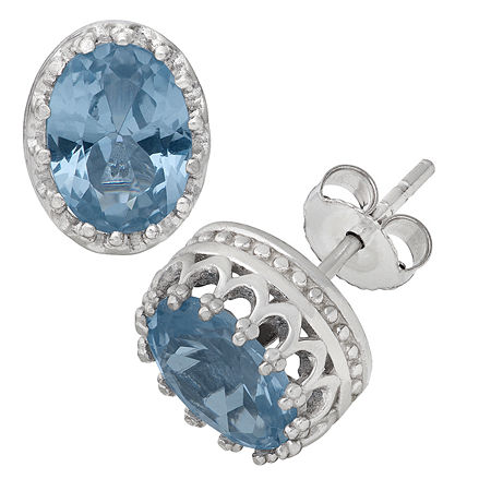 Click here for Lab Created Blue Aquamarine Sterling Silver 10mm O... prices