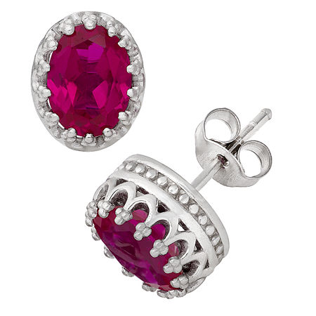Click here for Lab Created Red Ruby Sterling Silver 10mm Stud Ear... prices