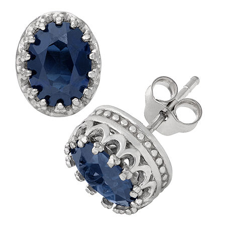 Click here for Lab Created Blue Sapphire Sterling Silver 10mm Ova... prices