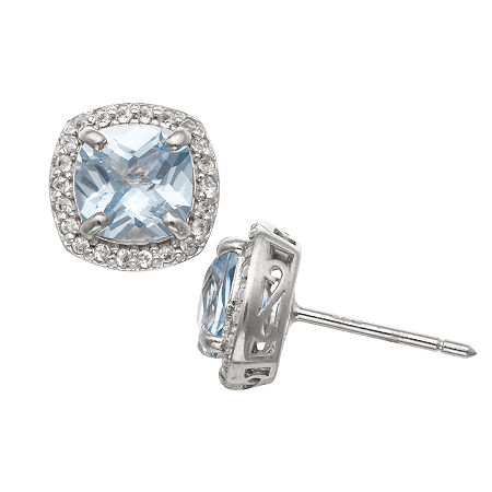 Click here for Lab Created Blue Aquamarine Sterling Silver 10mm C... prices
