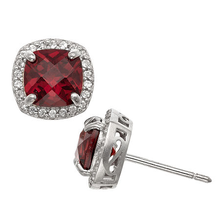 Click here for Genuine Red Garnet Sterling Silver 10mm Cushion St... prices