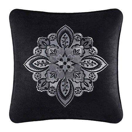 J Queen New York Guiliana Embroidered Decorative Pillow  18 x 18 - Silver